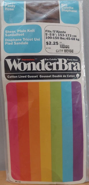 VINTAGE PANTYHOSE RARE Wonderbra Sandalfoot All Sheer Color City Beige ...