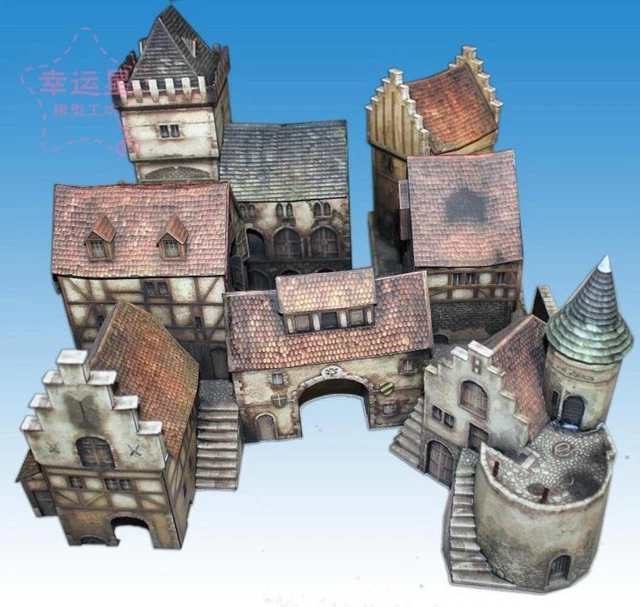PAPER MODEL KIT Of Medieval Architecture DIY 1/87 Scale Models Kits ...
