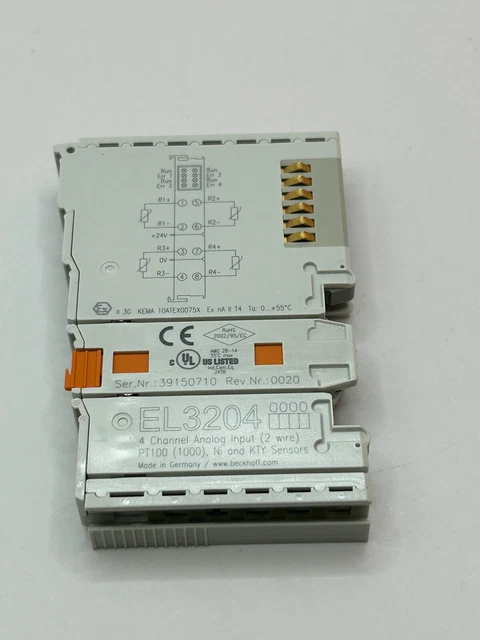 BECKHOFF EL3204 ETHERCAT-KLEMME 4-Kanal-Analog-Eingang Temperatur RTD Pt100 EUR 199,99 - PicClick DE