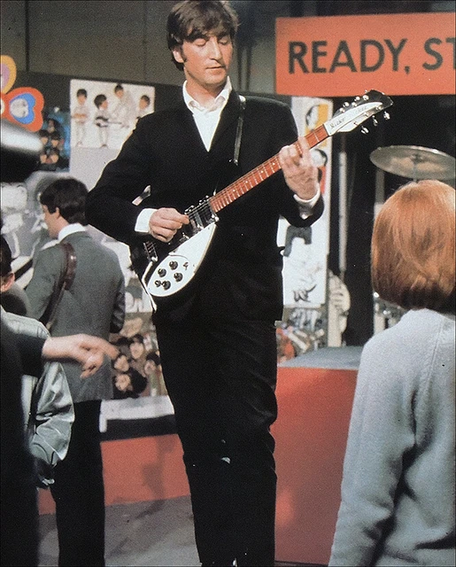 THE BEATLES POSTER . 1964 John Lennon Rickenbacker Guitar Ready Steady ...