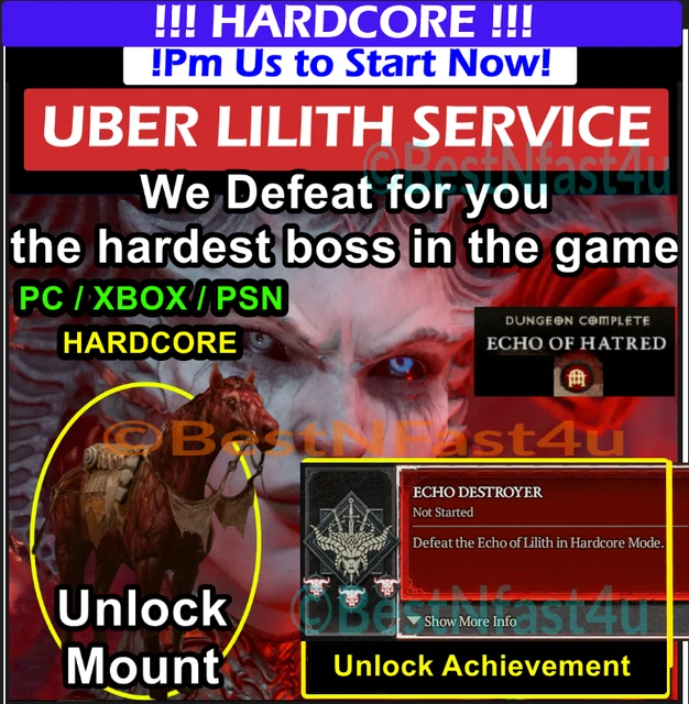 HC HARDCORE CARRY Uber Lilith Boss Defeat ECHO OF LILITH XBOX-PSN-PC ...