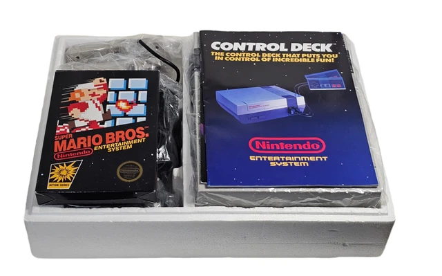 NINTENDO NES CONTROL Deck with Super Mario Bros. Hangtab Game CIB - SEE ...