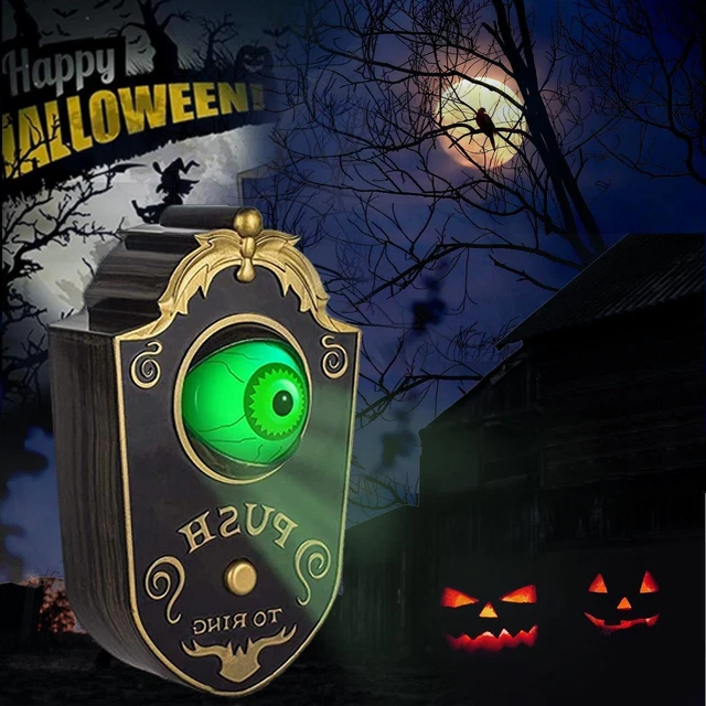 HALLOWEEN DOORBELL DECORATION Haunted Eye Doorbell Door Party Prop ...