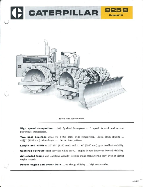 EQUIPMENT BROCHURE - Caterpillar - 825B - Compactor Garbage Refuse 1970 ...