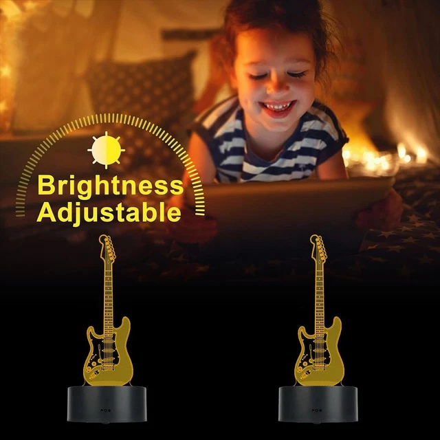 BAR GUITAR NIGHT Light | Personalised 3D Night Light Remote Control 16 ...