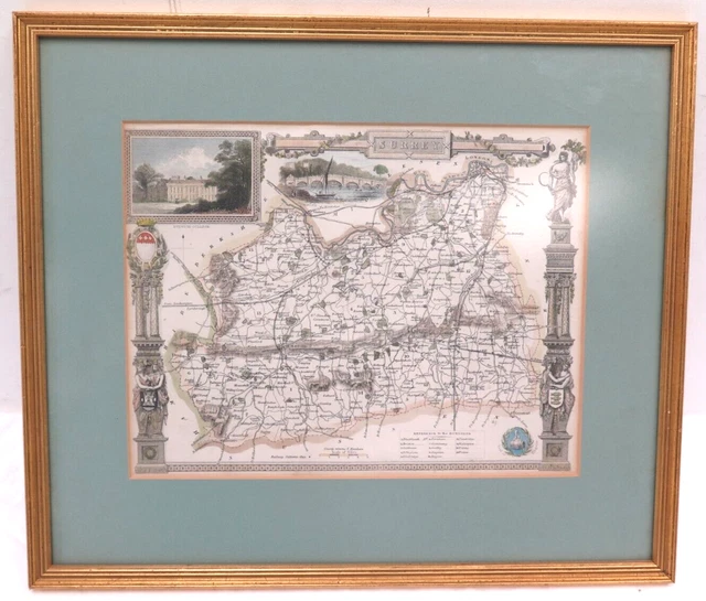 Vintage Framed Thomas Moules 1830 1840 Map Of Surrey £999 Picclick Uk