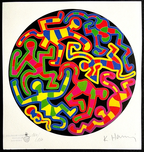 KEITH HARING LITHOGRAPHIE COA Original Signé Numéroté au Crayon Cachet ...