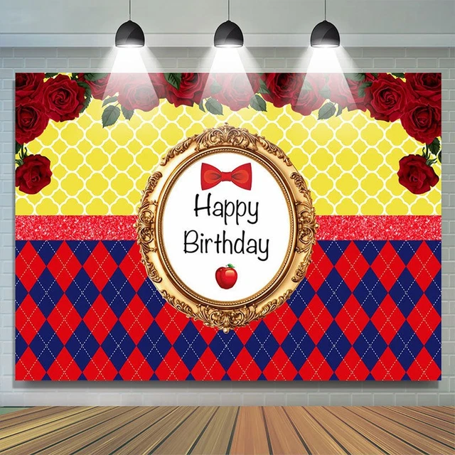 RED APPLE ROSES Princess Happy Birthday Backdrop $36.01 - PicClick AU
