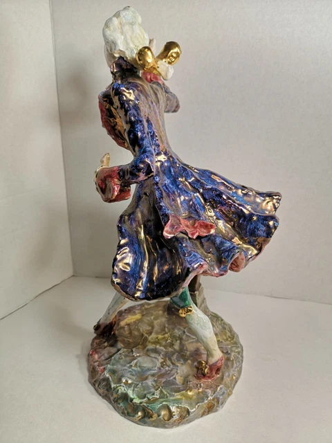 ANTIQUE CERAMIC FIGURINE Scaramouche from Commedia Dell'Arte Italy 14 ...