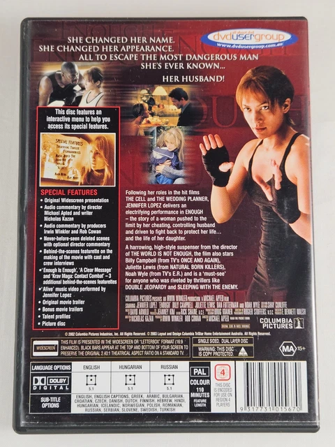 ENOUGH DVD - Region 4 - VGC - Jennifer Lopez $8.95 - PicClick AU