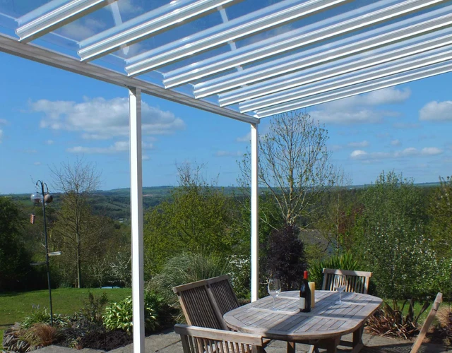 ALUMINIUM CANOPY CARPORT Patio Cover / Glass Clear / Projection 1.5m to ...