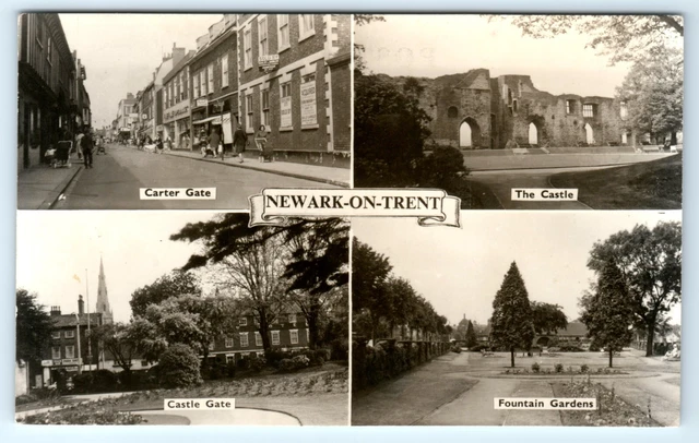 POSTCARD NEWARK ON Trent Mv Bw Carter Gate Castle Fountain Gardens £6. ...