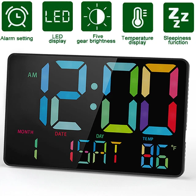 9.8& LARGE LED Digital Calendar Clock Wall Desk Clock with Calendar ...