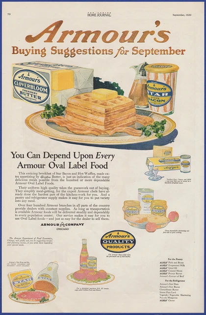 VINTAGE 1920 ARMOUR Cloverbloom Butter Star Bacon Kitchen Décor 1920's ...