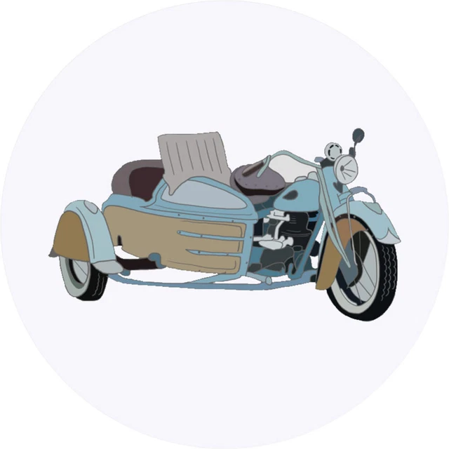 24 X 40MM Round 'Motorcycle With Sidecar' Stickers (SK00043484) £3.99 ...