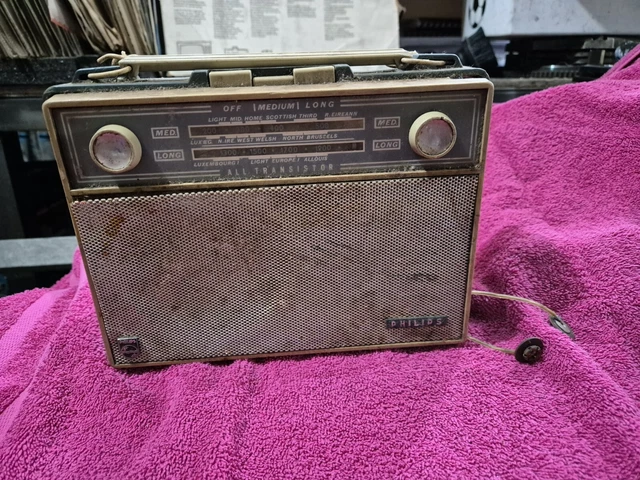 PHILIPS VINTAGE PORTABLE Transistor Radio Original 1960s 60s Long ...