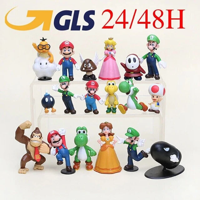 SUPER MARIO BROS 18 STATUETTE Torta COMPLEANNO Personaggi Figure Feste ...