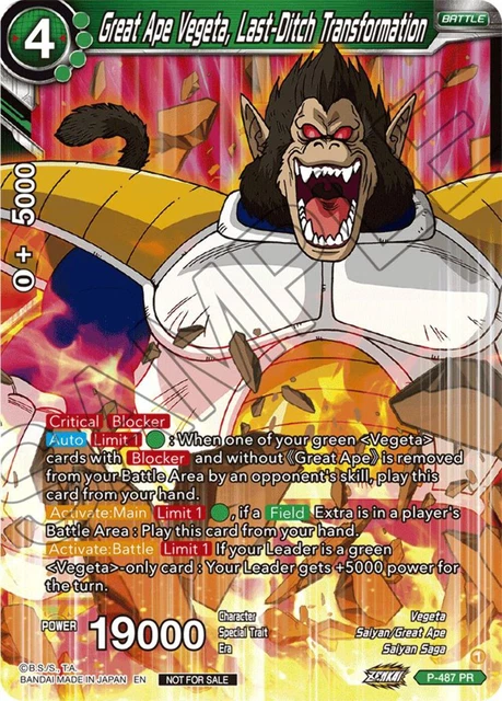 GREAT APE VEGETA, Last-Ditch Transformation P-487 PR $7.00 - PicClick AU