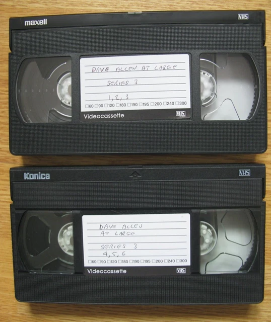 TWO E180 VHS video tapes used to record Dave Allen At Large Series 3, 6 episodes £4.99 - PicClick UK