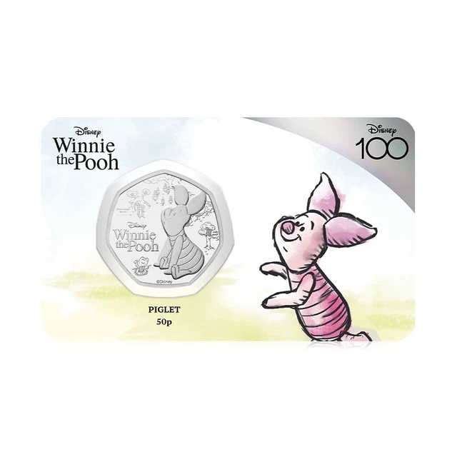 DISNEY 100TH D100 Winnie the Pooh Piglet 50p Brilliant Uncirculated ...