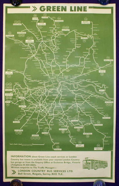 LONDON COUNTRY GREEN Line Coach Bus Services Map Victoria Transport ...