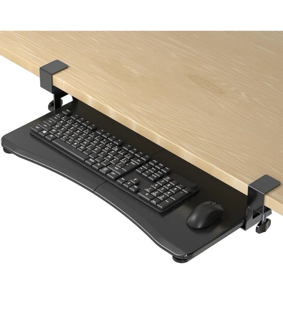 KEYBOARD TRAY UNDER Desk Pull Out with C Clamp Mount,Keyboard Mouse ...