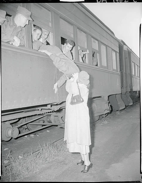 THOMAS CRIST LEANS And Wipes Tears Of Grandmothers Face 1950 Military ...