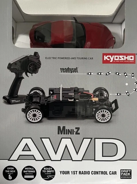 KYOSHO MINI-Z AWD Toyota Supra GR Red Readyset RC Car Drift Pack + LED ...