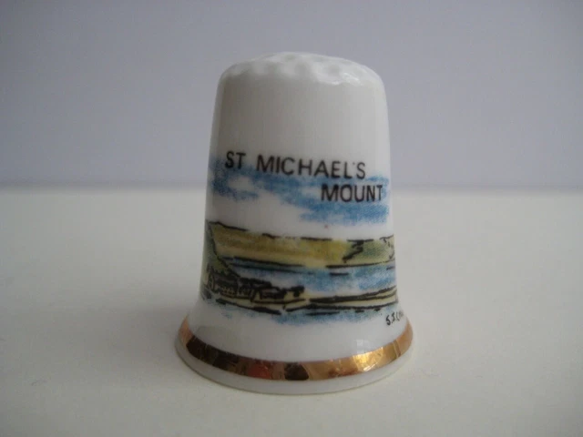 VINTAGE PORCELAIN COLLECTIBLE thimble, St Michael's Mount, J&S Chown of ...