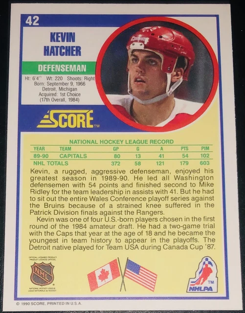 1990-91 SCORE 100 Hottest Players and Rising Stars Kevin Hatcher #42 $0 ...
