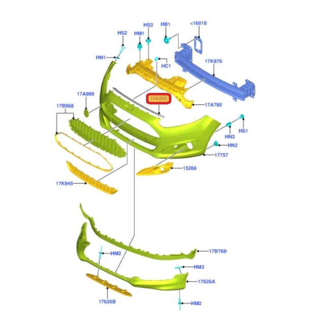 NEW GENUINE FORD Fiesta 2012-2017 Front Bumper Upper Rubber Seal ...