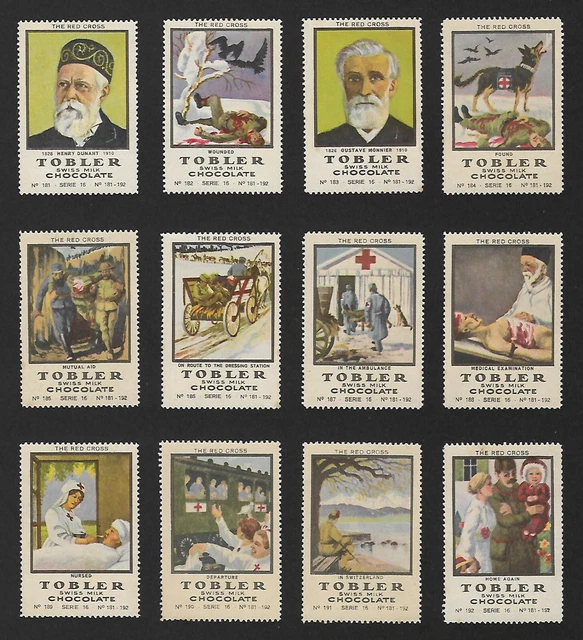 POSTER STAMPS WERBEVIGNETTEN The Red Cross Henri Dunant Croix Rouge ...