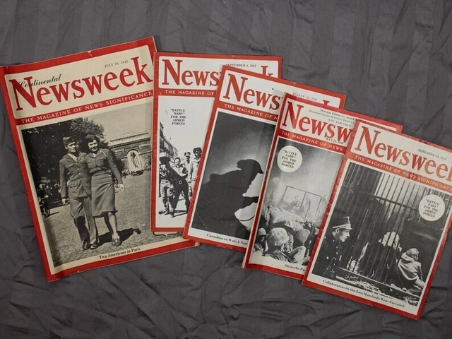 5 NEWSWEEK WWII Era Mag - Continental (Printed Paris) and Overseas ED ...