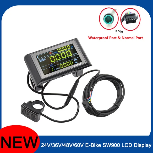 24V/36V/48V/60V E-BIKE SW900 Colorful Display SM&WP Plug LCD Meter ...