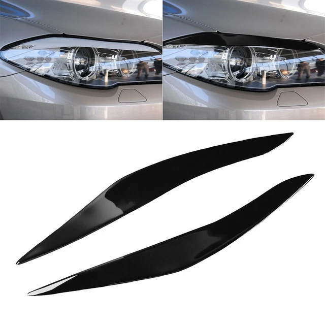 GLOSS BLACK HEADLIGHT Eyelid Eyebrow Cover Replacement for BMW 5 Series ...