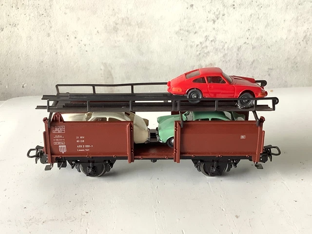 MÄRKLIN HO/AC AUTOTRANSPORTWAGEN Laes 541 DB + 3 Autos (DH230-12R20/12 ...