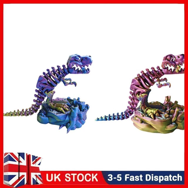 3D PRINTED SKELETON Tyrannosaurus Rex Toy Movable Joints (gold blue ...