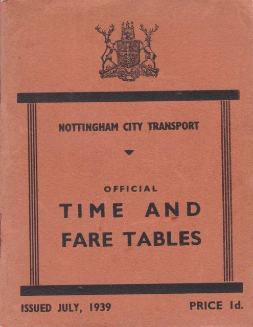NOTTINGHAM CITY TRANSPORT Bus Timetable Book Jul 1939 £39.60 - PicClick UK