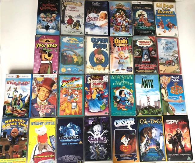 26 VHS VIDEO Tapes Children’s Family Film Bundle Disney BFG Wonka Job ...