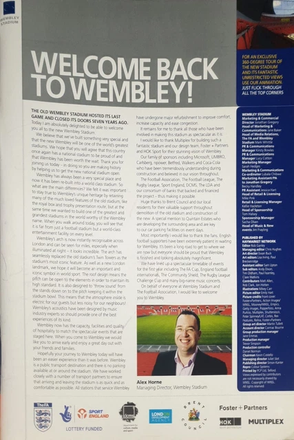 WELCOME BACK TO the new Wembley stadium official programme 2007 £10.85 ...