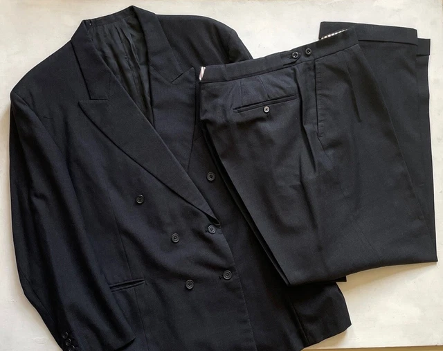 VTG 1970S 1940S Cut Mens Bespoke Suit Jacket Wide Leg Trousers Grey ...