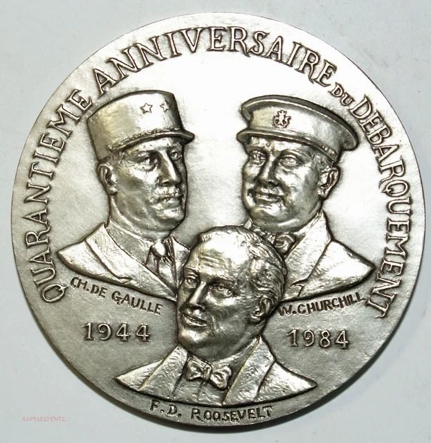 MÉDAILLE ARGENT 40° Anniv. du Débarquement 1944-1984 par R.TSCHVDIN ...