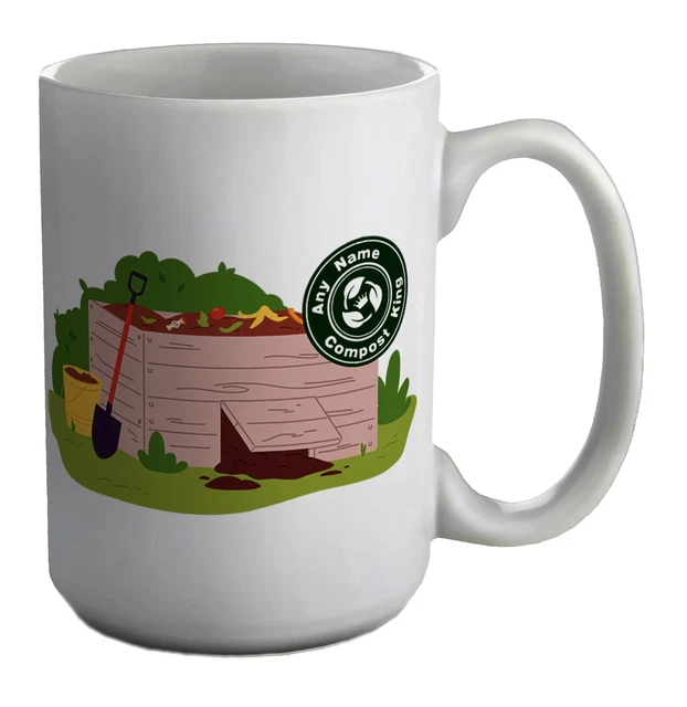 PERSONALISED COMPOST KING Gardener Farmer Mug 15oz Large Cup Gift White ...