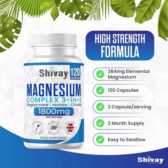 MULTIVITAMINS MAGNESIUM GLYCINATE 3 in 1 1800mg ELEMENTAL MAGNESIUM ...