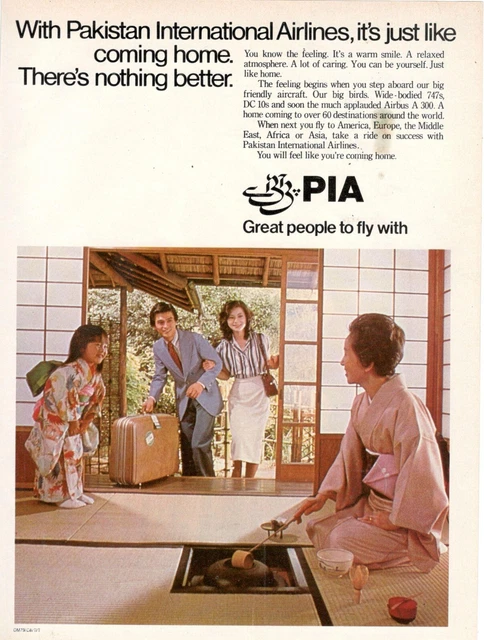 PAKISTAN AIRLINES PIA Compagnie Aérienne Publicité D'Origine 1980 ...