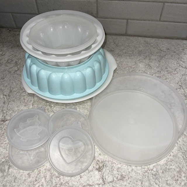 VTG TUPPERWARE JELLO Molds star flower Christmas tree Heart Jel-N-Serve ...