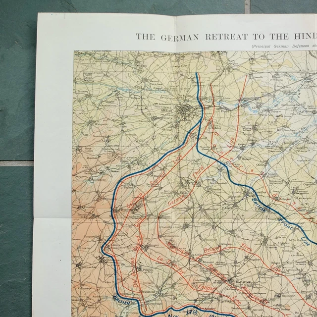 WW1 1917 GERMAN Retreat To Hindenburg Line Ordnance Survey Map 1/ ...