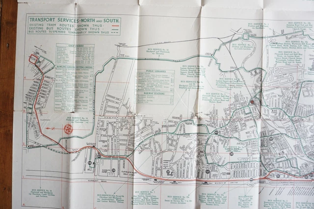 BLACKPOOL CORPORATION TRANSPORT Guide Bus Tram Routes Map Street Plan ...