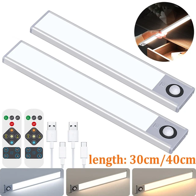 STRIP LIGHT LED PIR Motion Sensor Wireless USB Rechargeable Cabinet ...