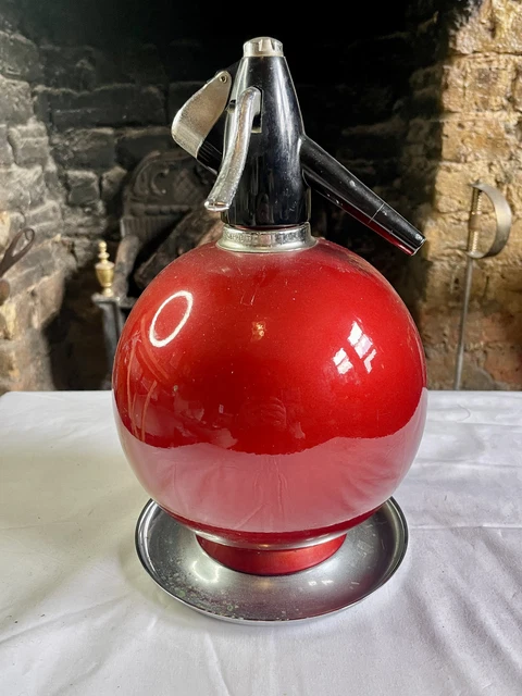 VINTAGE GLOBEMASTER SPARKLETS Double Cartridge Soda Syphon in Sexy Red ...